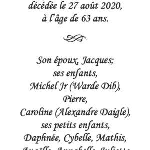 Signets funéraires - Novalie